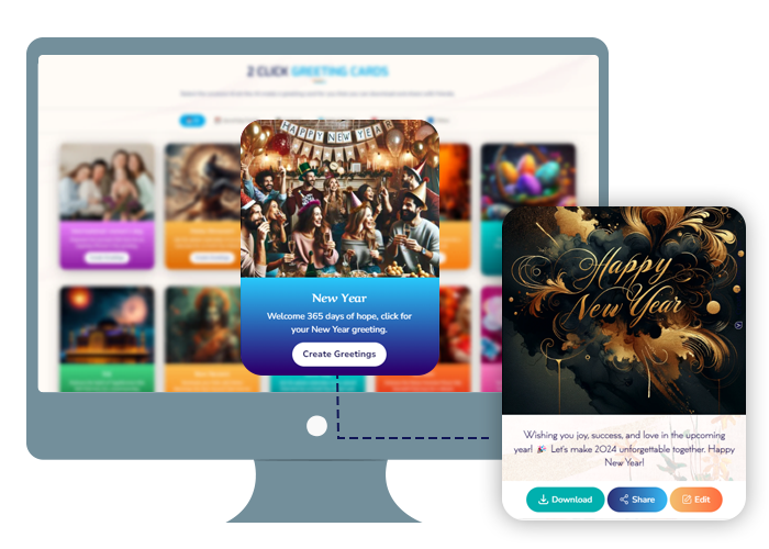 Free AI Generated New Year Greeting Cards | Start Creating Now!